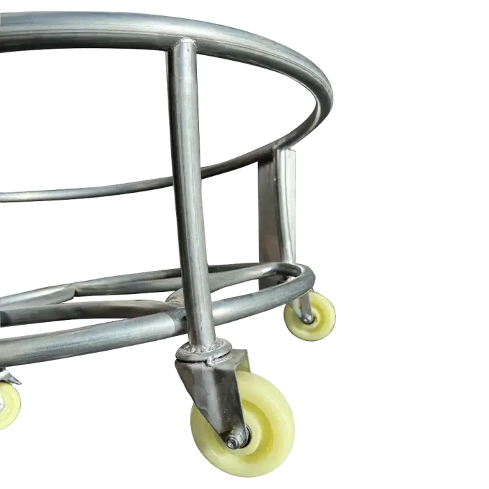 Round Metal Drum Stand with Wheels | KungFuDirect