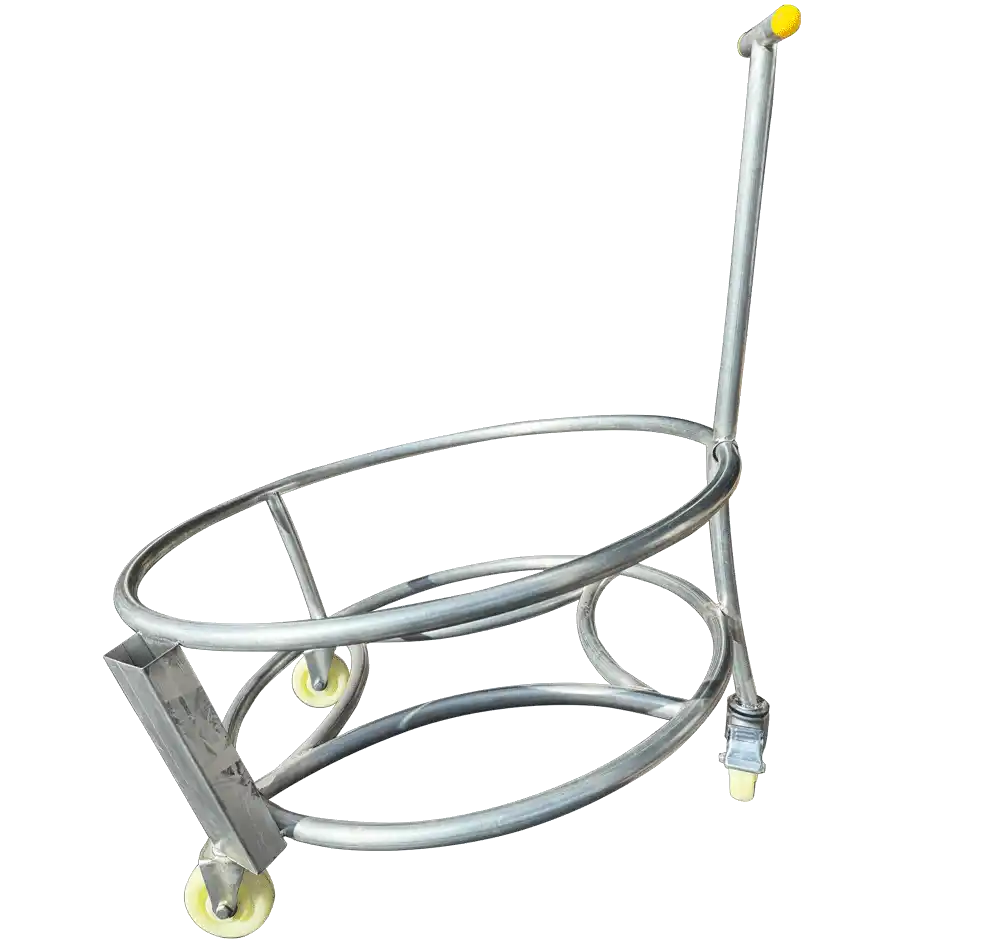 Round Metal Drum Stand with Wheels | KungFuDirect